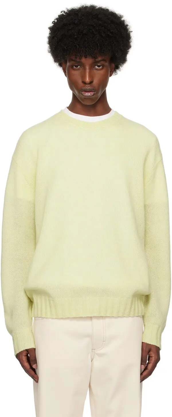 Auralee Shetland Wool Cashmere Knit Sweater In Light Yellow - 35 