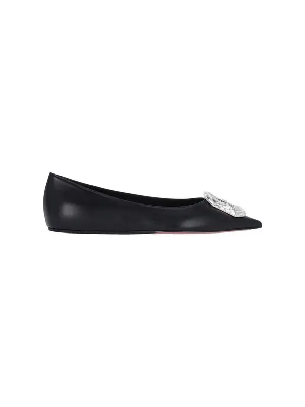 Amina Muaddi Flat Shoes - Black