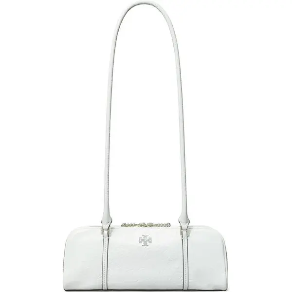 Tory Burch Micro Marshmallow T Monogram Crinkle Leather Satchel - White