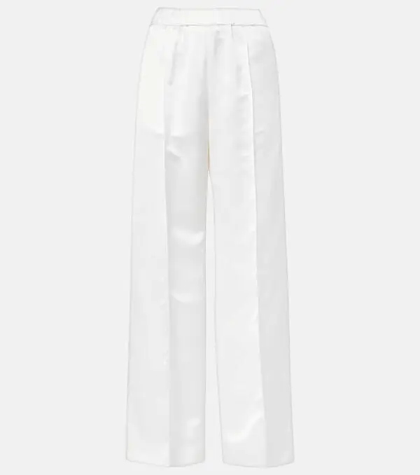 JIL SANDER High-rise Wide-leg Satin Pants - White