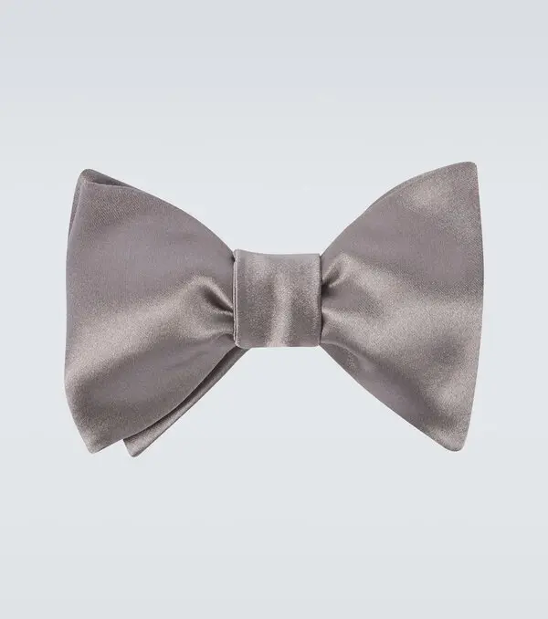 Brunello Cucinelli Cotton And Silk Satin Bow Tie - Grey