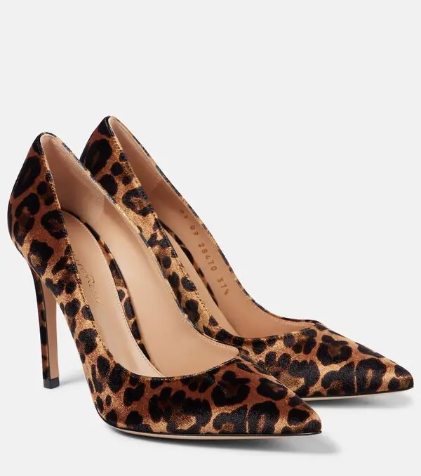 GIANVITO ROSSI 105 Leopard-print Velvet Pumps - Multicoloured