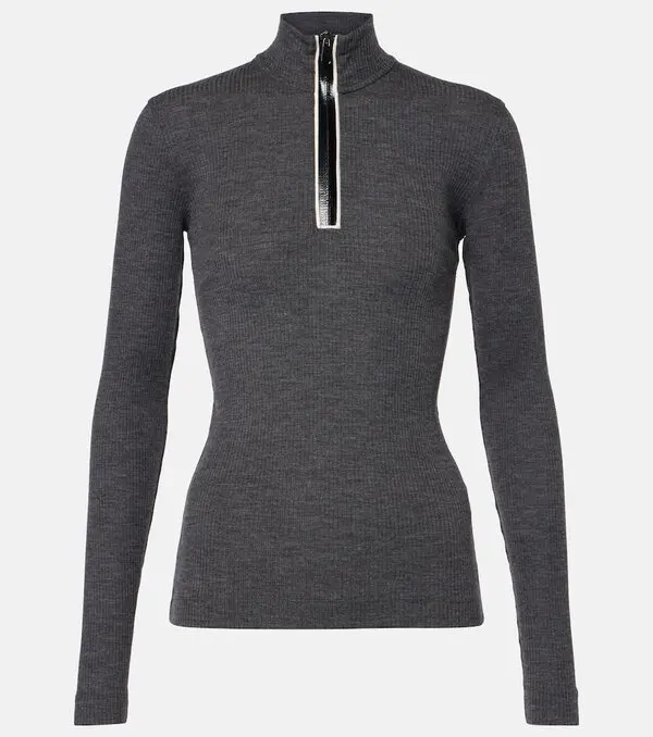 Brunello Cucinelli Ribbed-knit Wool Half-zip Sweater - Grey