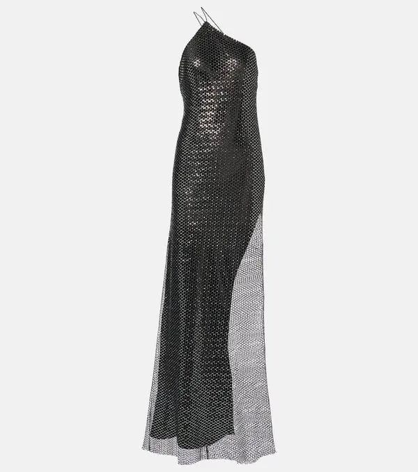 THE SEI Sequined One-shoulder Gown