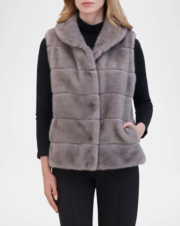 Theia Horizontal Faux Fur Vest - Dark Gray