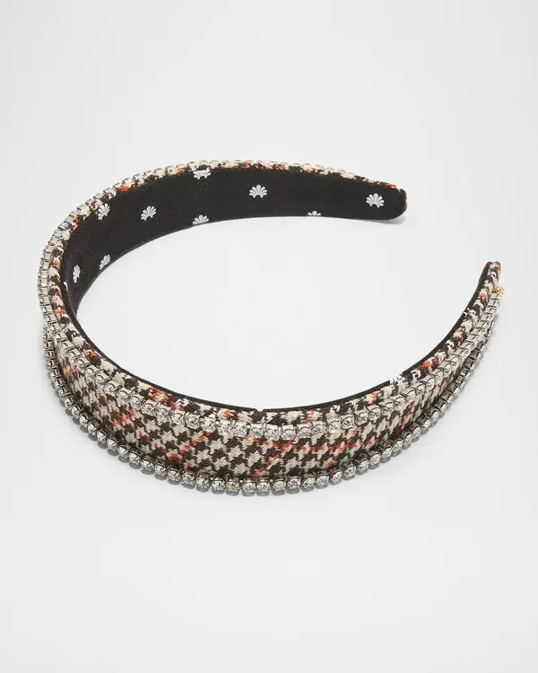 Lele Sadoughi Bessette Tweed Crystal Headband - Oak Tweed