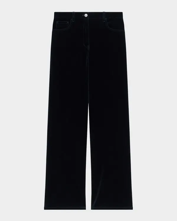 Theory Relaxed Straight Velvet Jeans - Baltic