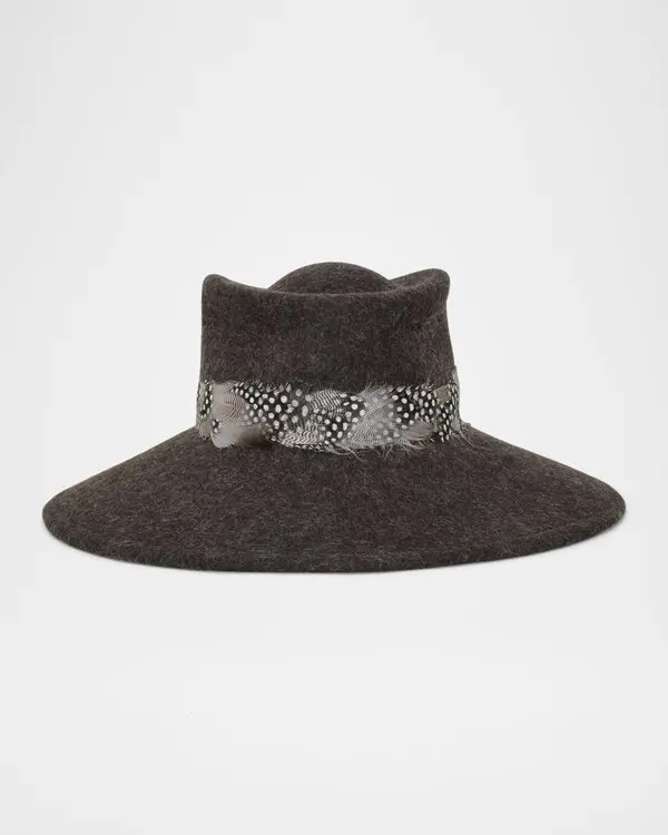 GIGI BURRIS MILLINERY Merle Wool Fedora Hat With Feathers