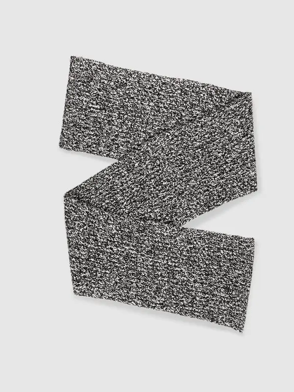 REISS Kallie Cotton-wool Ribbed Mouliné Scarf - Black/white