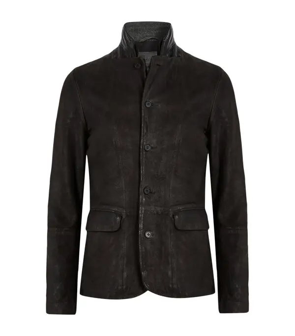All Saints Leather Survey Blazer - Grey