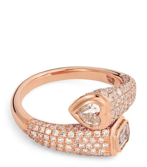 Shay Rose Gold And Diamond Pinky Ring - White