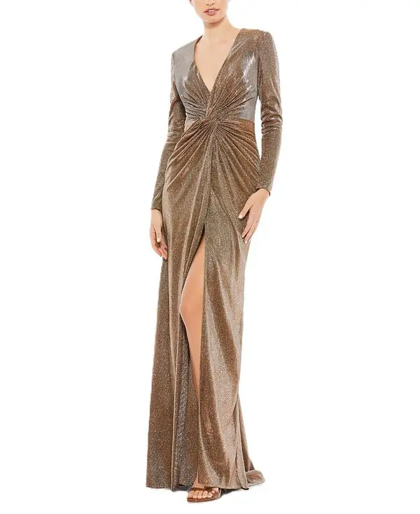 Mac Duggal Front Twist V-neck Gown