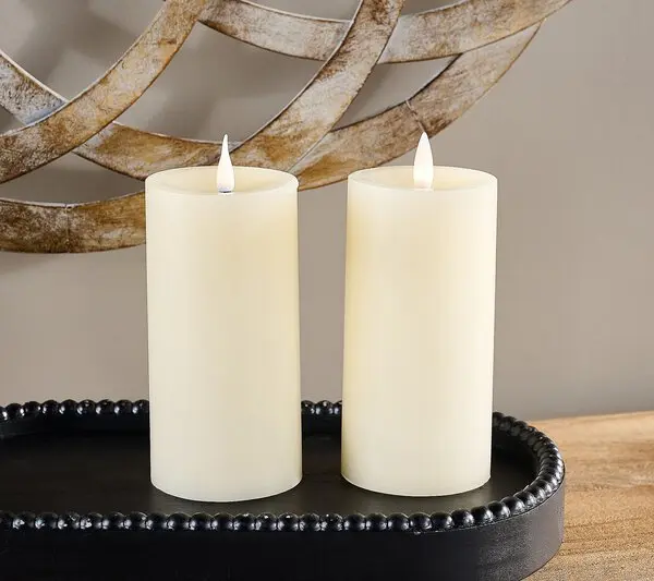 VALERIE PARR HILL As Is Set Of 2 3'x6' Candlelight Wax Candles Valerie