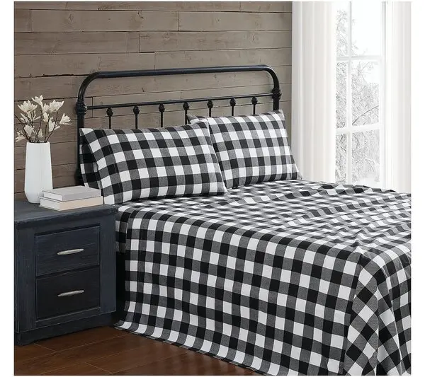 TRULY SOFT Buffalo Check Twin Flannel Sheet Set