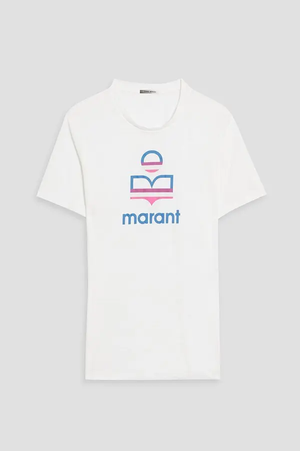 Isabel Marant Karman Logoprint Linenjersey Tshirt - White