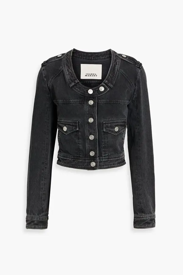 Isabel Marant Valene Cropped Denim Jacket - Charcoal