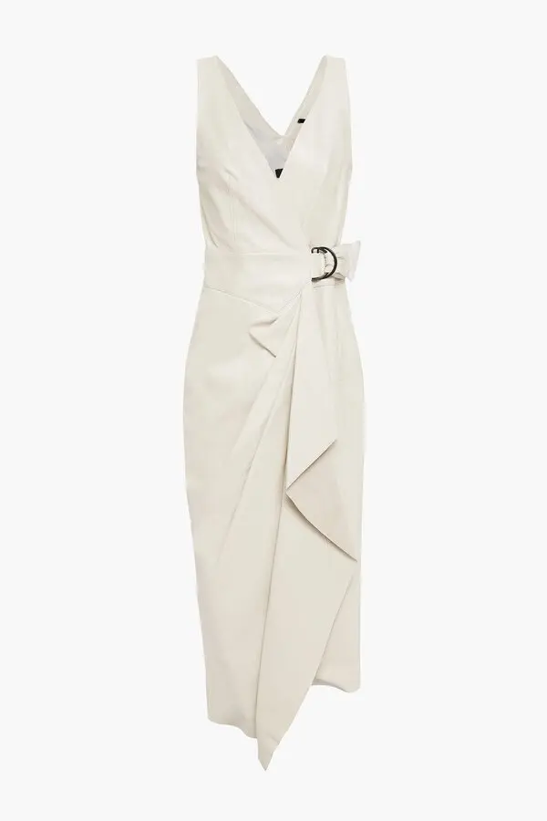 Isabel Marant Fanelia Asymmetric Leather Midi Wrap Dress