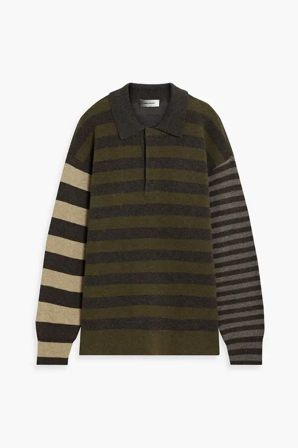 Isabel Marant Lirio Striped Woolblend Polo Sweater