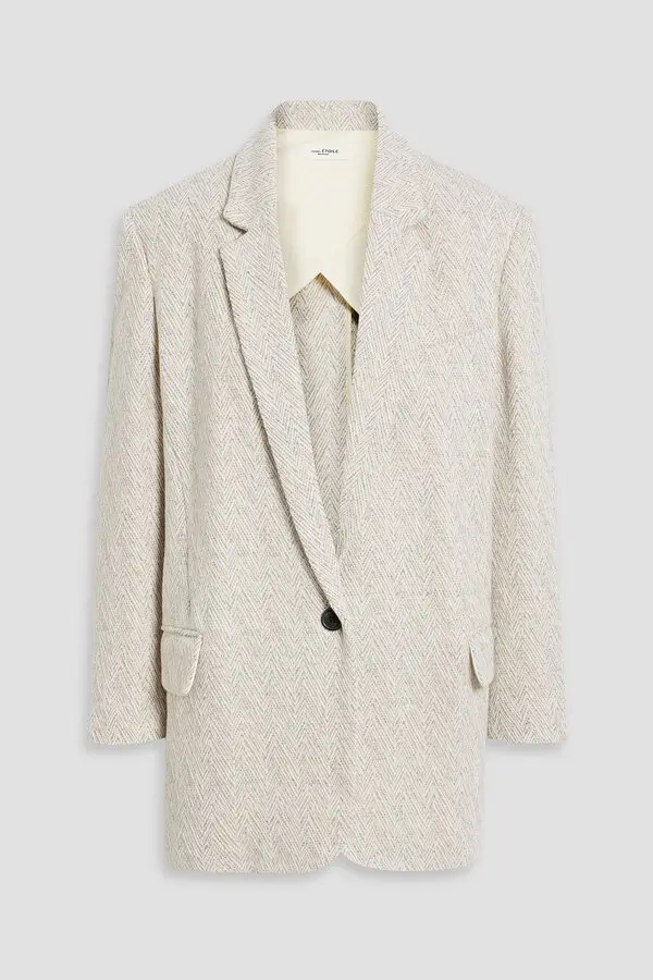 MARANT ETOILE Cikaito Herringbone Tweed Blazer - Ecru