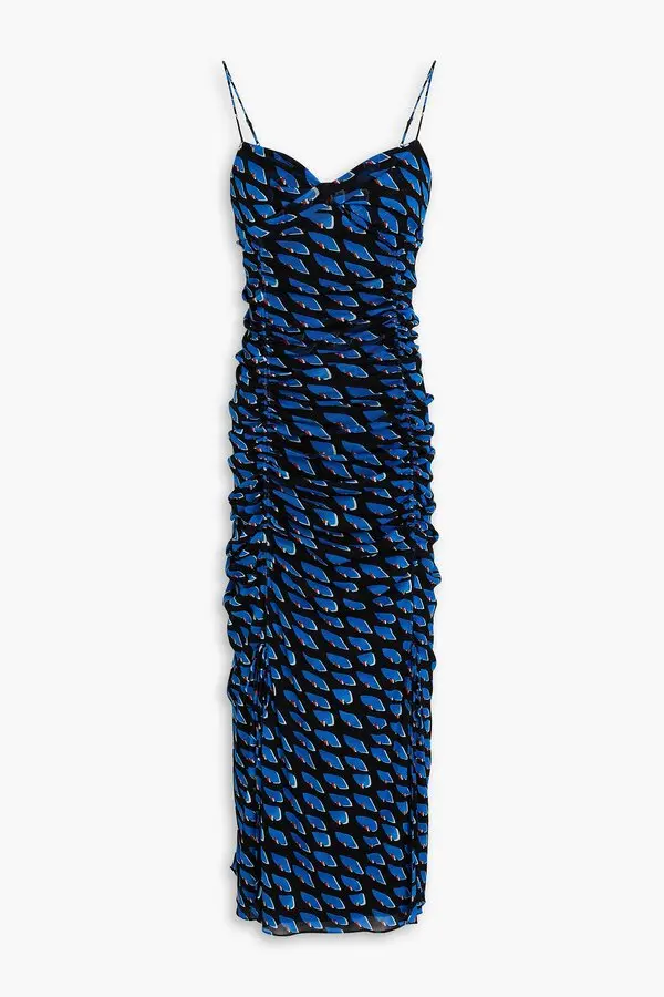 Diane Von Furstenberg Lester Printed Stretch-mesh Midi Dress