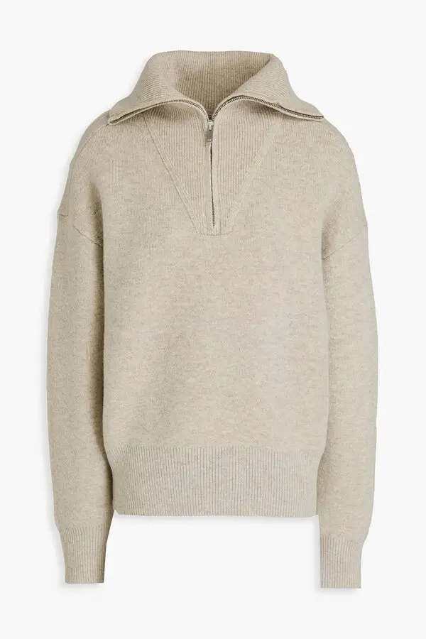MARANT ETOILE Lewin Merino Wool-blend Half-zip Sweater