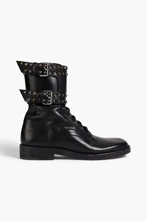 Isabel Marant Teylon Studded Leather Combat Boots - Black