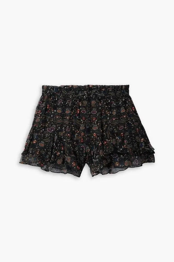 Isabel Marant Aboreli Printed Silk-crepon Shorts