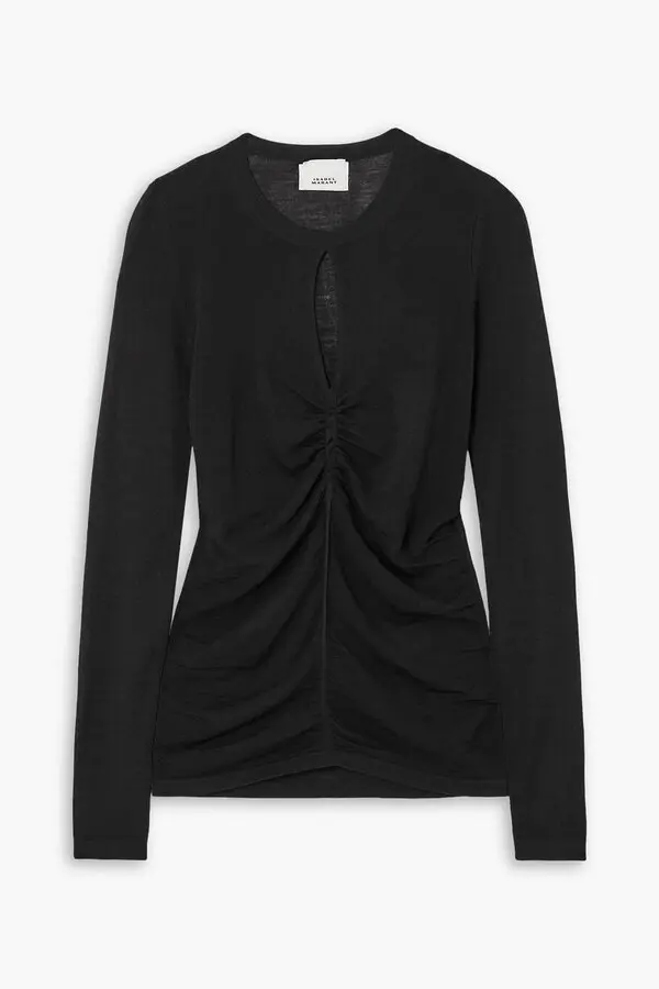 Isabel Marant Posy Cutout Wool-blend Top - Black