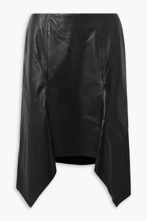Isabel Marant Jill Asymmetric Paneled Leather Midi Skirt