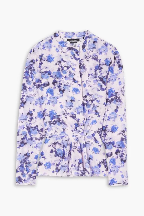 Isabel Marant Gathered Printed Blouse - Lavender