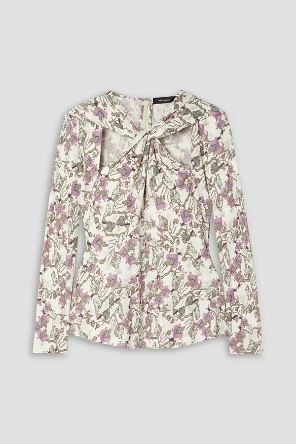Isabel Marant Juliana Twist-front Cutout Printed Blouse