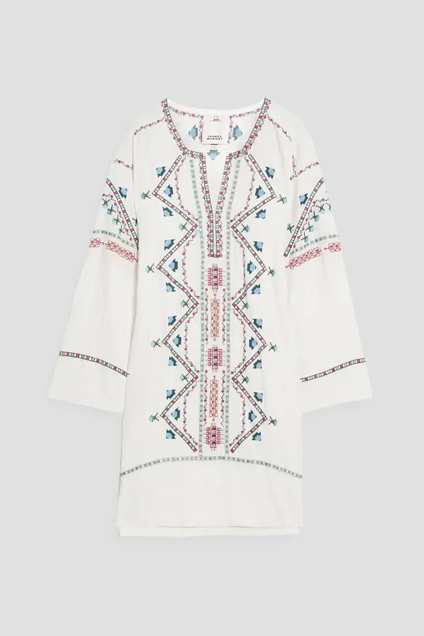 Isabel Marant Embellished Cotton-gauze Mini Dress - White