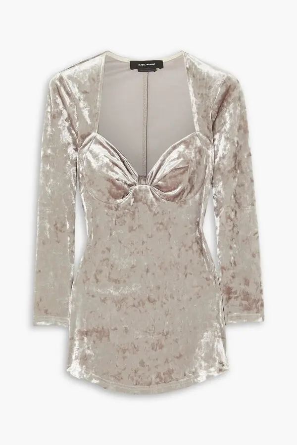 Isabel Marant Gubaia Knotted Velvet Top - Stone