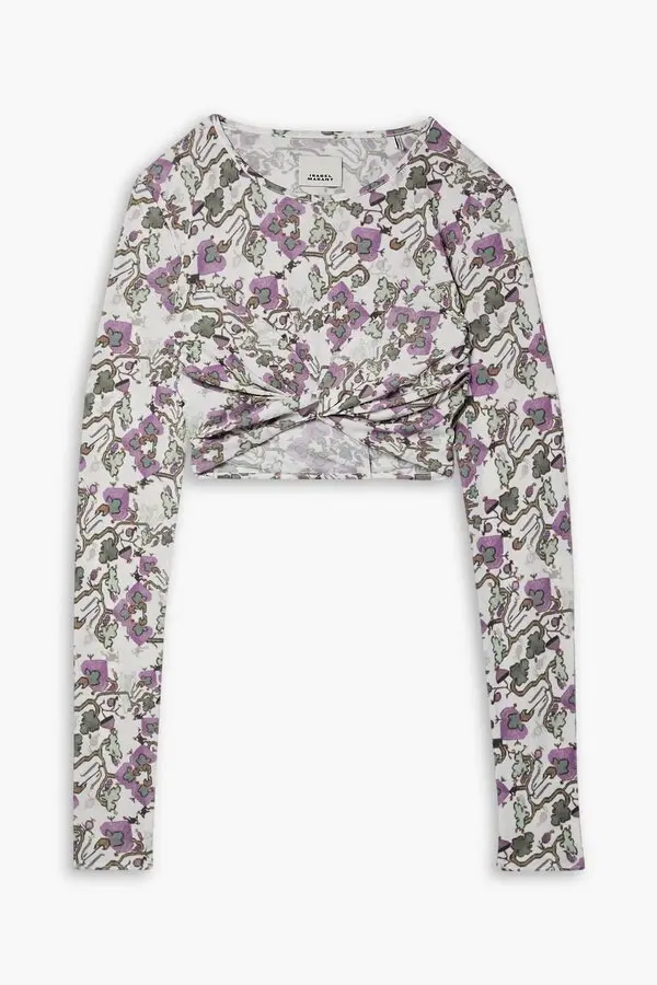 Isabel Marant Jinea Cropped Printed Jersey Top - Lilac