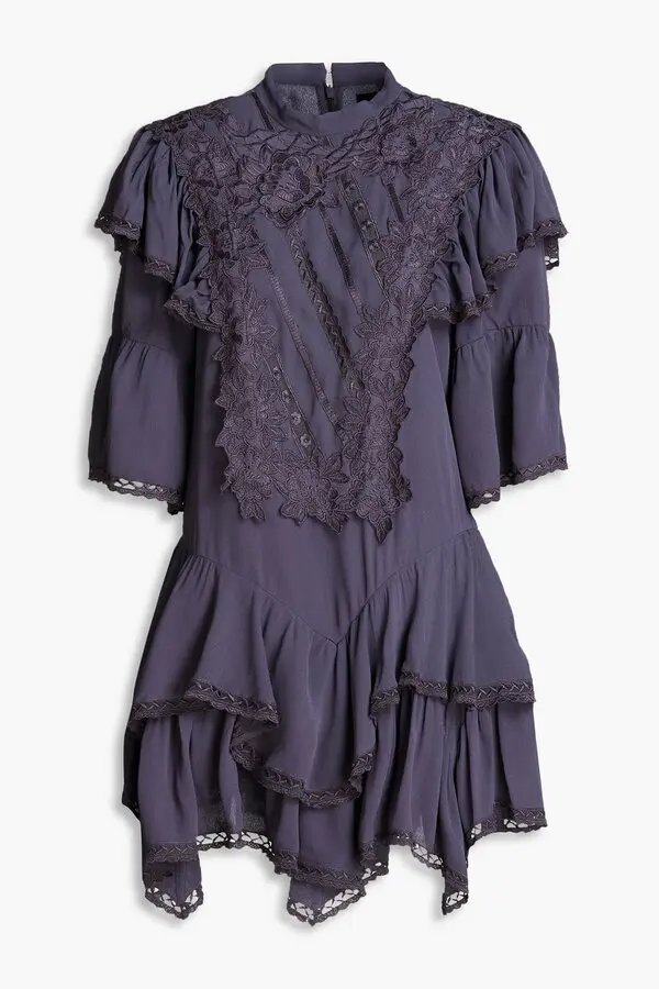 Isabel Marant Lima Ruffled Embroidered Mini Dress
