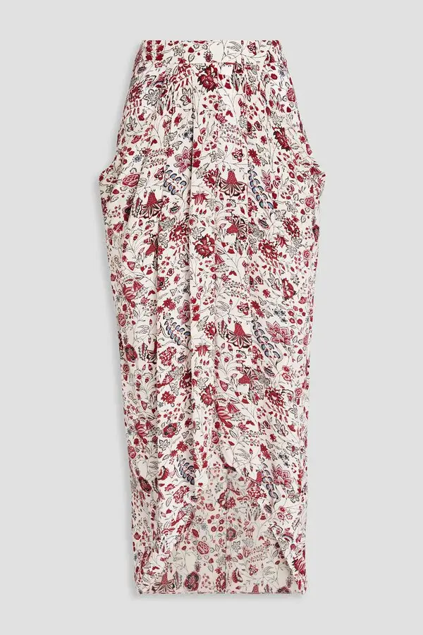 Isabel Marant Ginkinali Pleated Floral-print Skirt