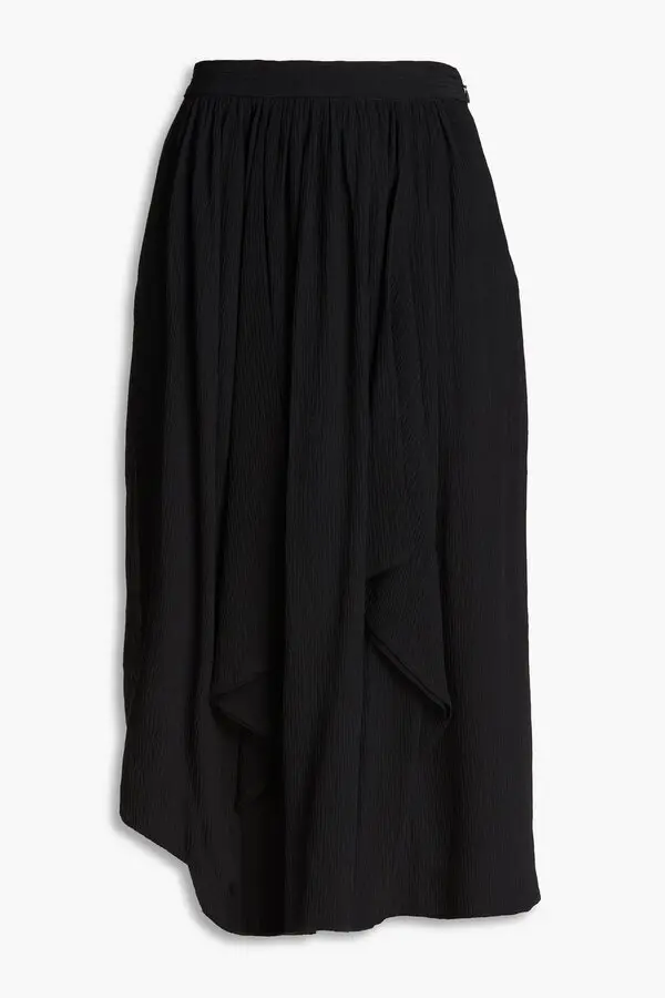 Isabel Marant Cotton And Silk-blend Crepon Midi Skirt - Black