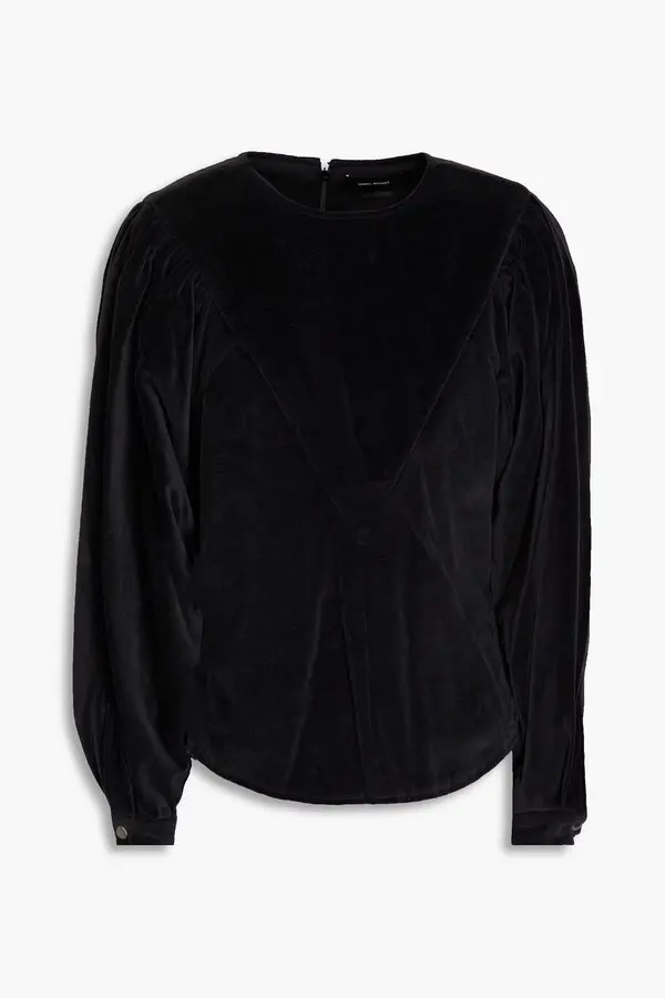Isabel Marant Eleviae Cotton-velvet Blouse - Black
