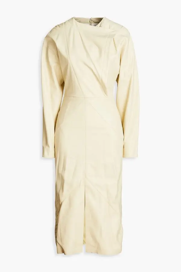 Isabel Marant Lazuli Leather Midi Dress - Cream