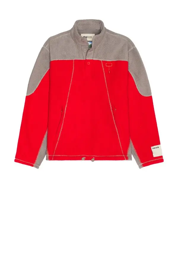 RC OUTDOOR SUPPLY Sherpa Fleece Collared Pullover In Red