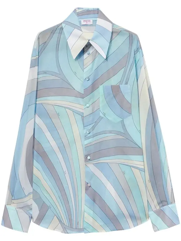 Emilio Pucci Iride-print Cotton Shirt - Blue