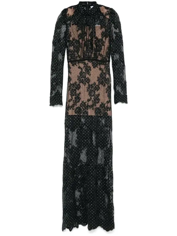self portrait rhinestone lace maxi dress self-portrait MAXIVESTIDO ENCAJE RHINESTONE en White