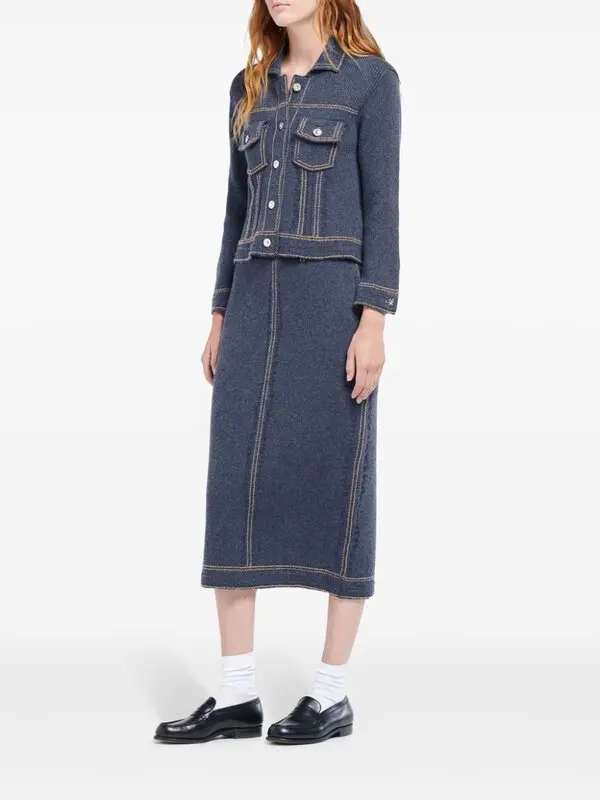 BARRIE Knitted Midi Skirt - Blue