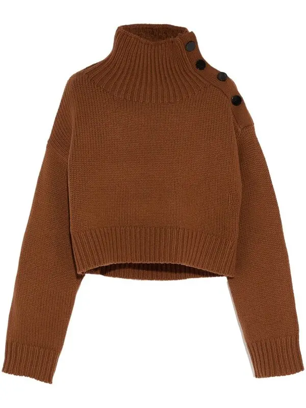 YVES SALOMON Cropped Knit Jumper - Brown
