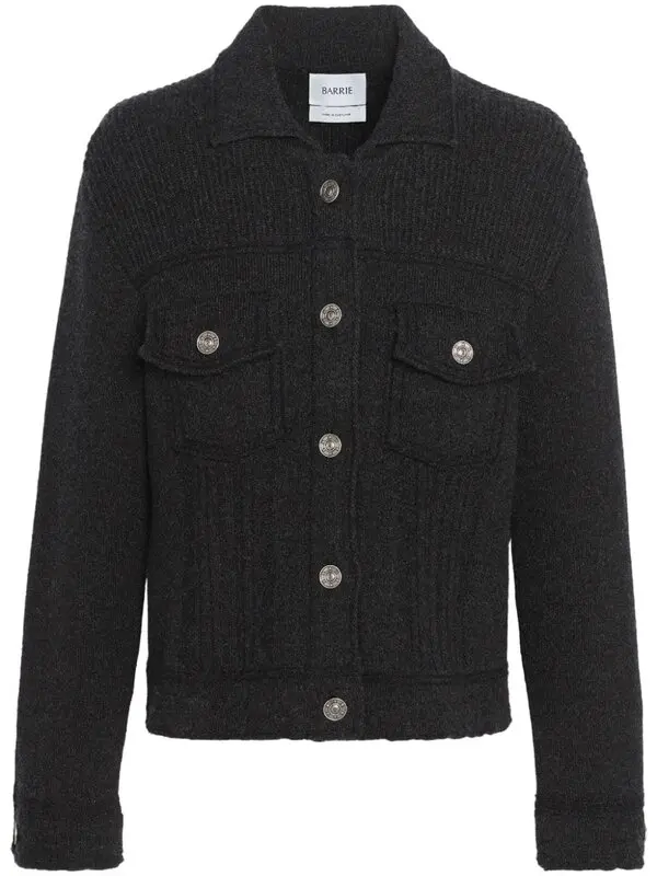 BARRIE Contrast-stitch Knitted Jacket - Black
