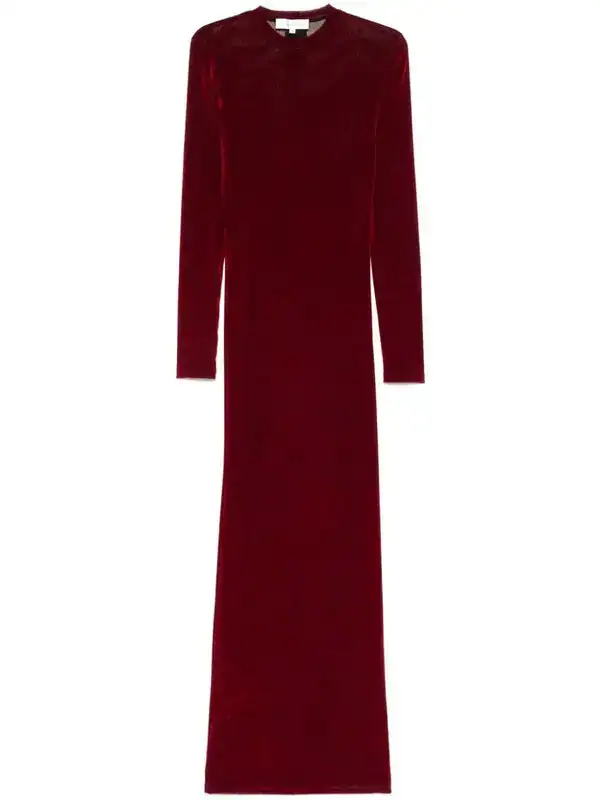 ludovic de saint sernin red dress Mock Neck Long Dress