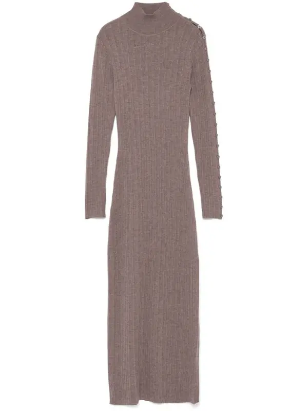 Claudie Pierlot High-Neck Knit Dress In Neutrals - 50% Off | Editorialist