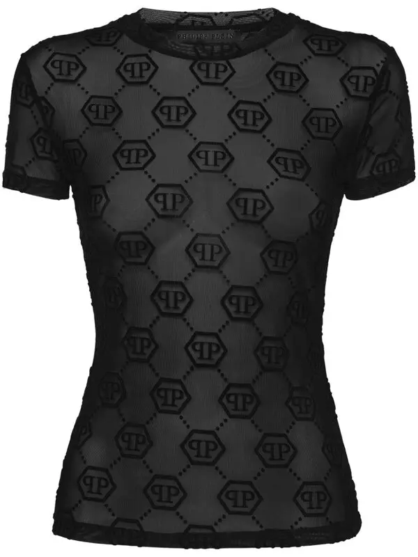 Philipp Plein Monogram Tulle T-shirt - Black