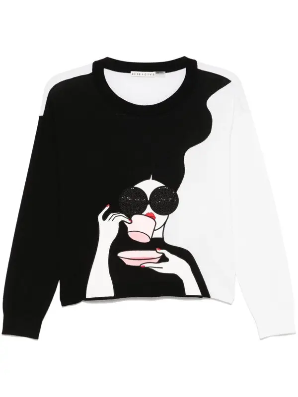 Alice + Olivia Gleeson Staceface Sweater - Black