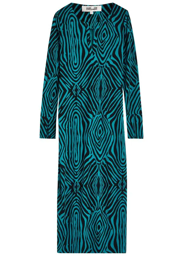 Diane Von Furstenberg Sonca Zebra-print Jersey Midi Dress